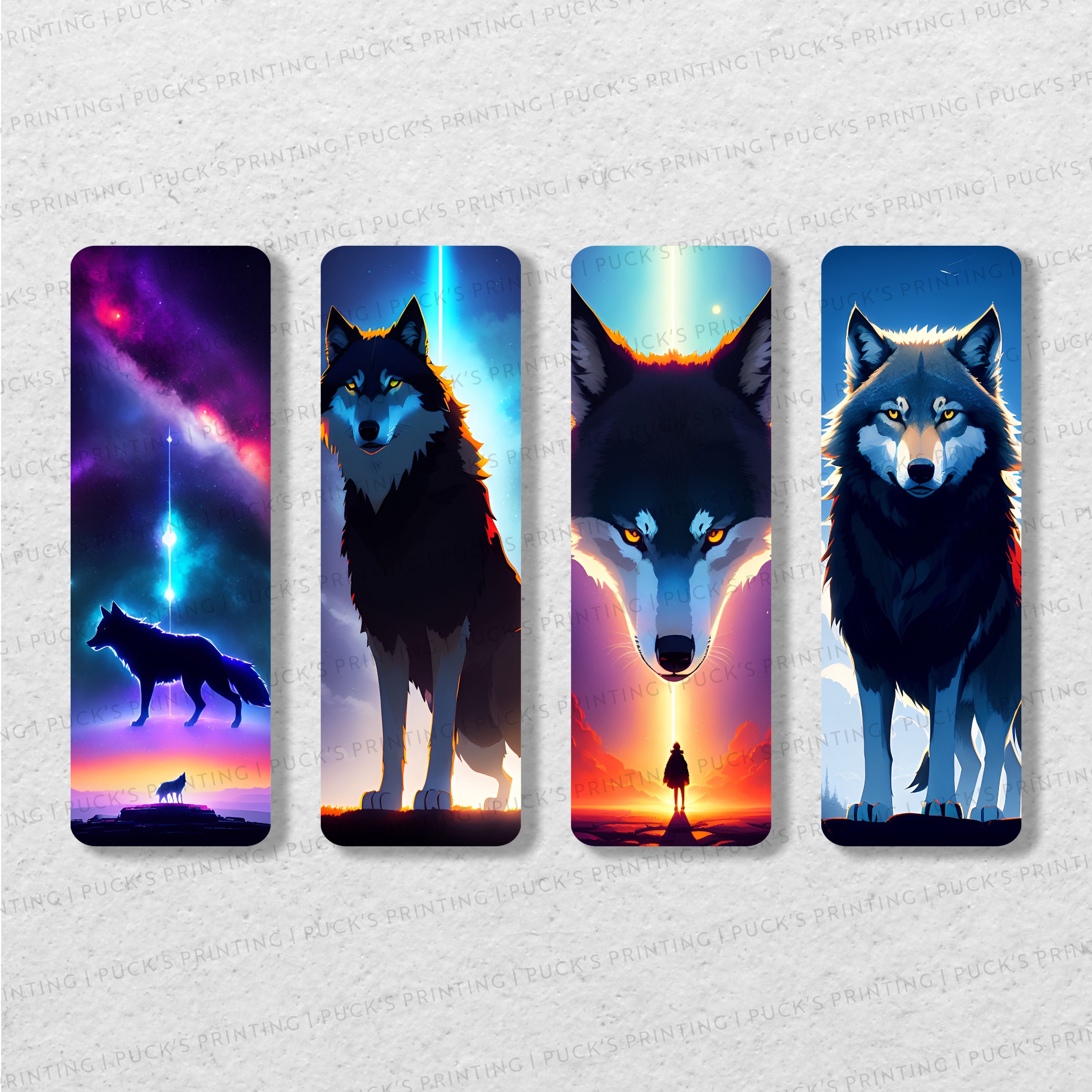 Majestic Anime Style Wolf Printable Bookmark Set Printable Bookmarks ...