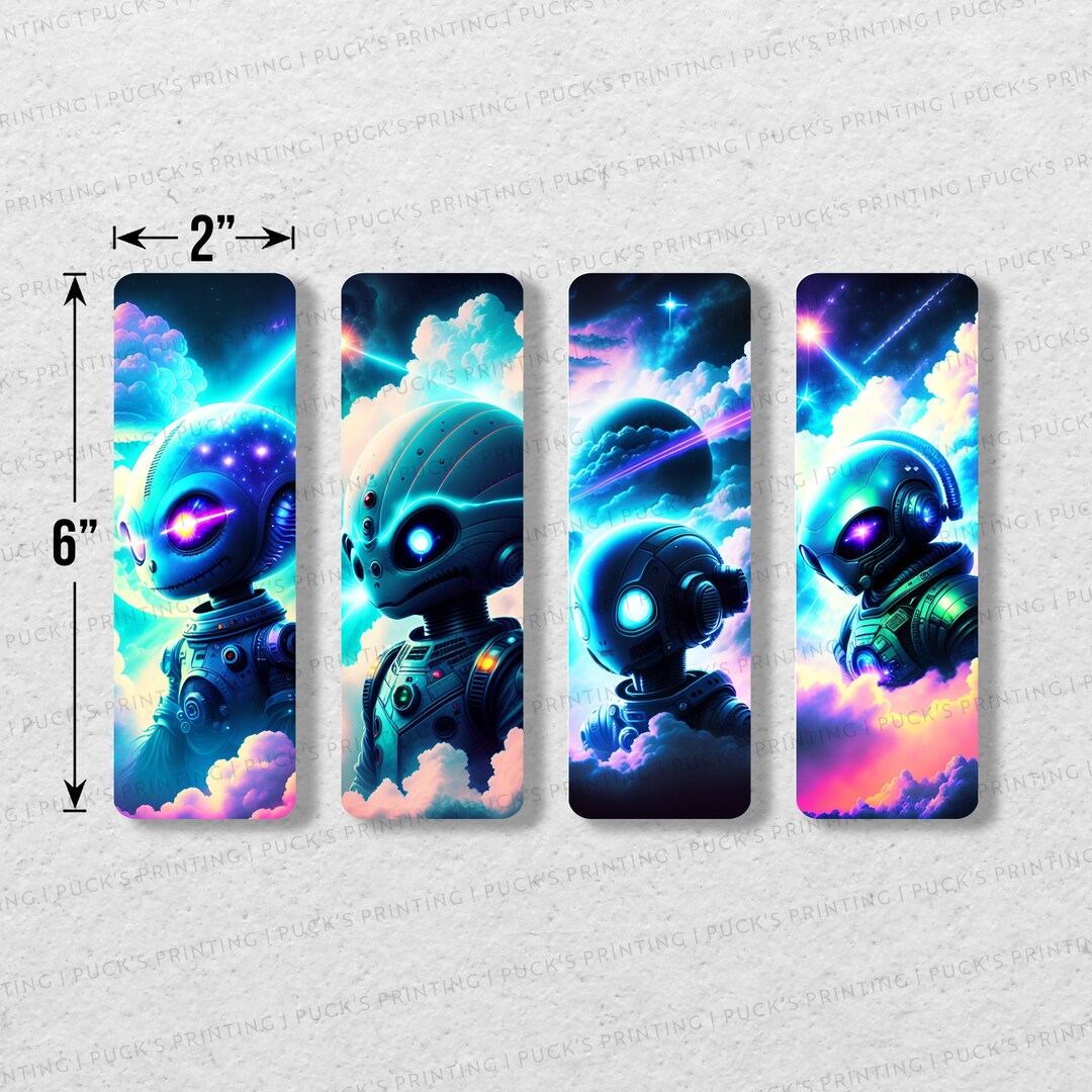 Galactic Aliens Printable Bookmark Set of 4 Printable Bookmarks Instant ...