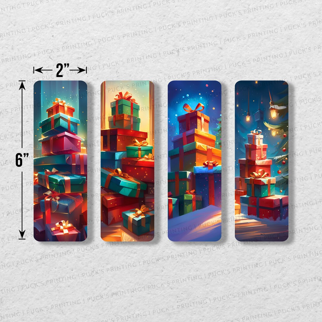 Animated Christmas Gift Stacks Printable Bookmark Set of 4 | Printable ...