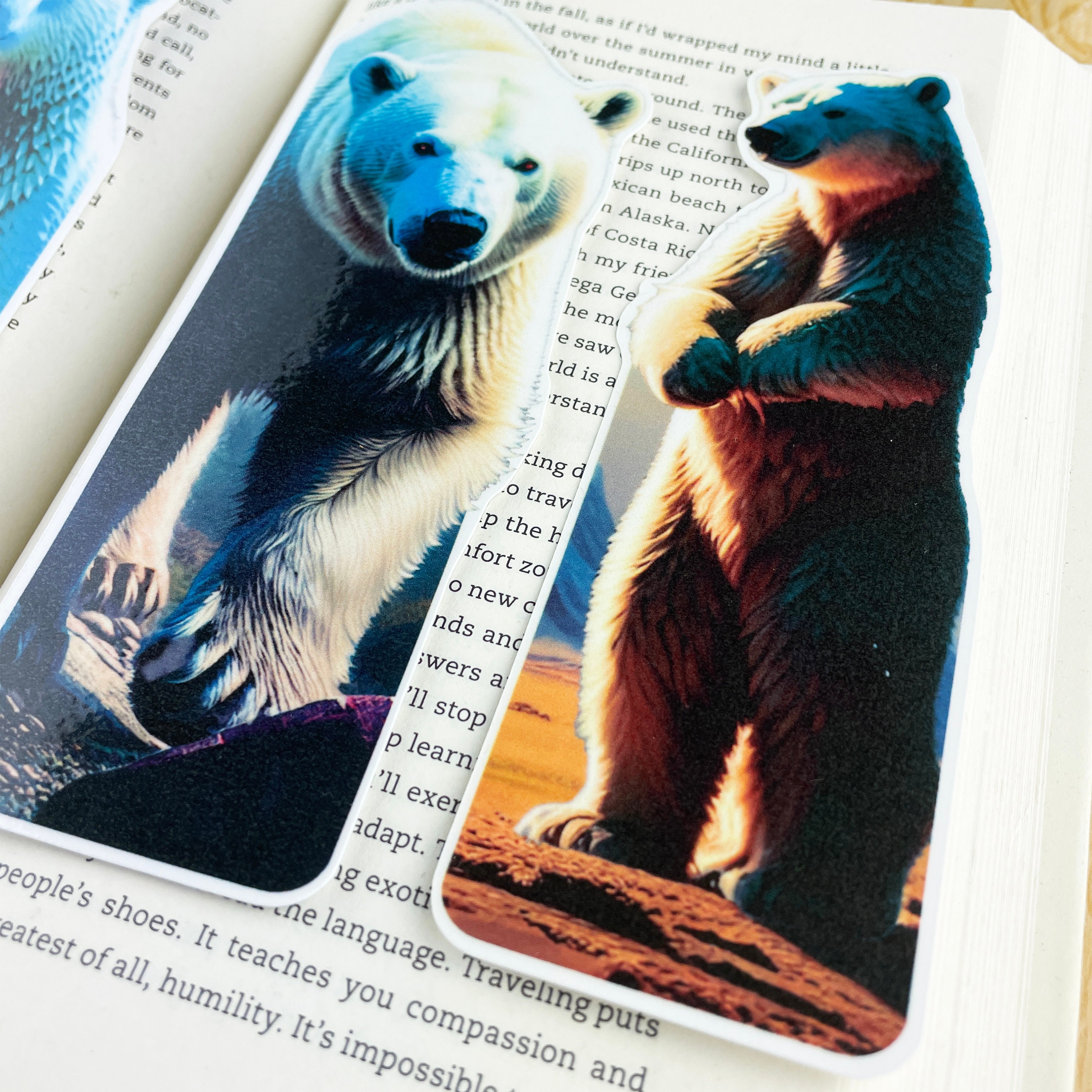 Set of 4 Polar Bear Bookmarks Laminated Die Cut Bookmarks Animal Lover ...