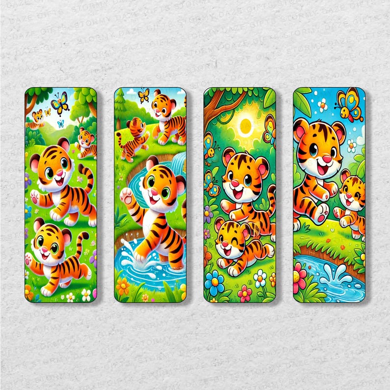 Kids Cartoon Tigers Printable Bookmark Set | Printable Bookmarks ...