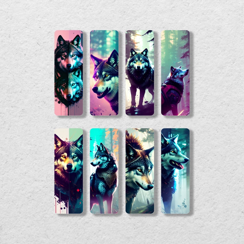 Vibrant Wolf Printable Bookmark Set | Printable Bookmarks | Instant ...