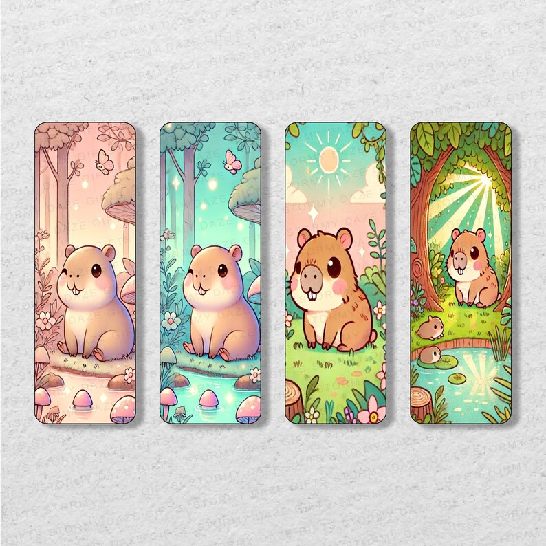 Kawaii Capybaras Printable Bookmark Set | Printable Bookmarks | Instant ...