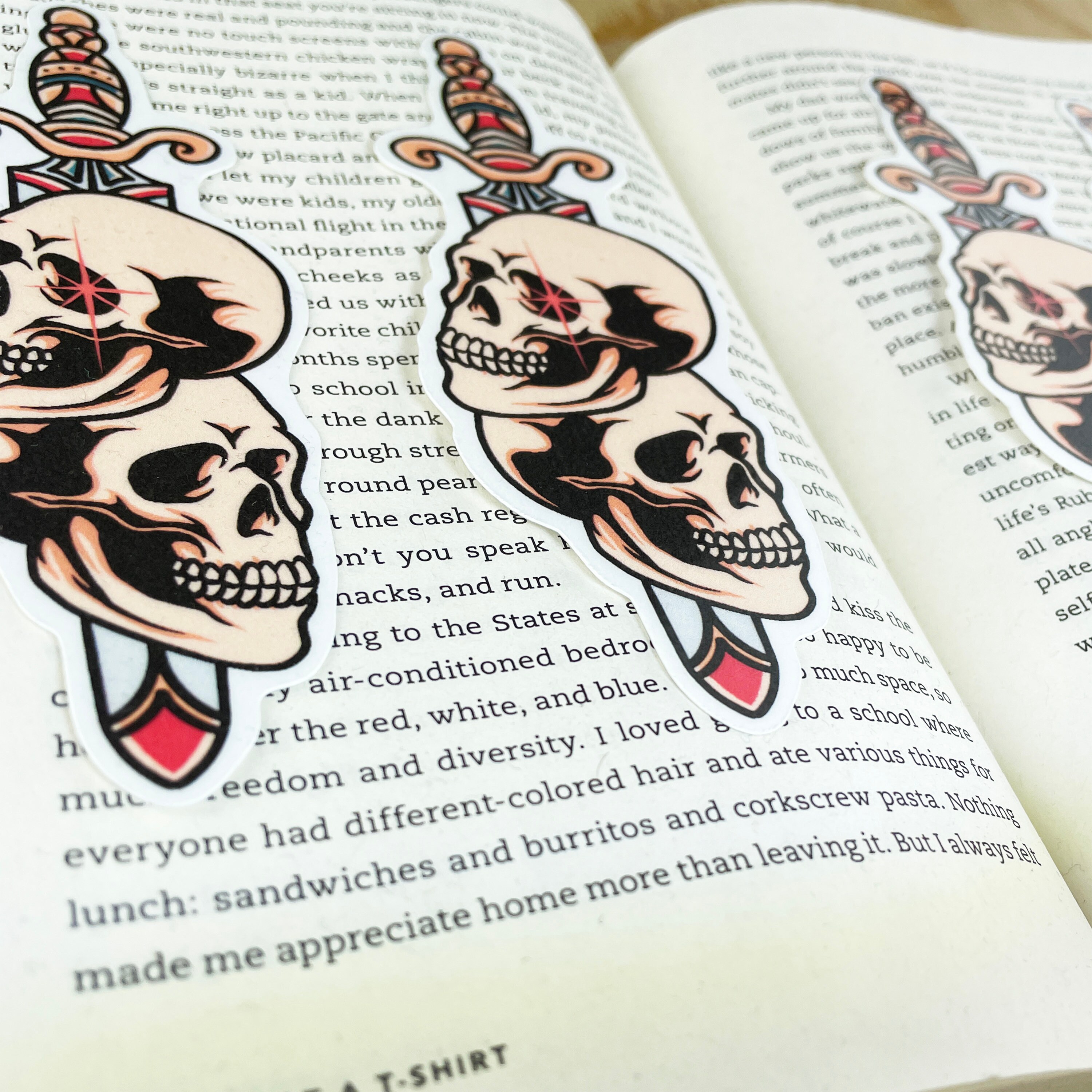 Knife & Skulls Bookmarks Set of 4 Laminated Die Cut Bookmarks Skull ...