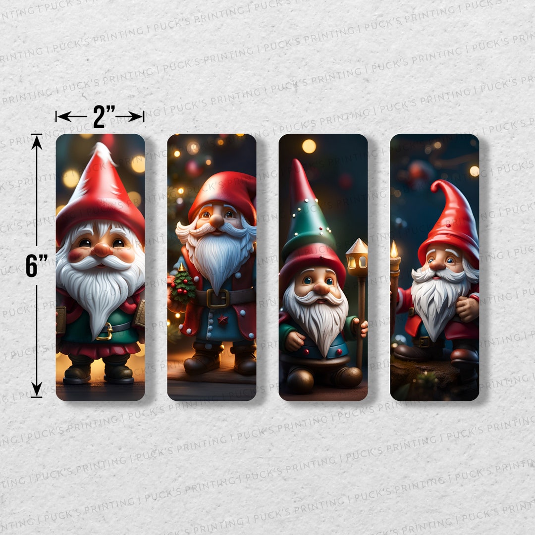 3D Christmas Gnomes Printable Bookmark Set of 4 | Printable Bookmarks ...