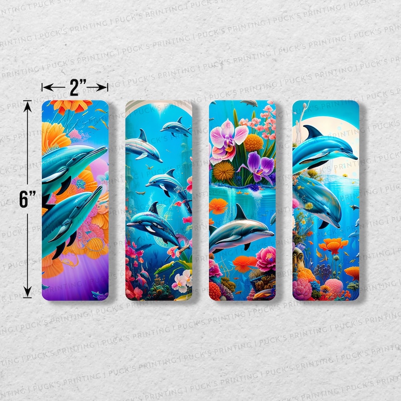Dolphin Bookmarks Set of 4 | Flowers & Ocean Life (digital Download) - Etsy