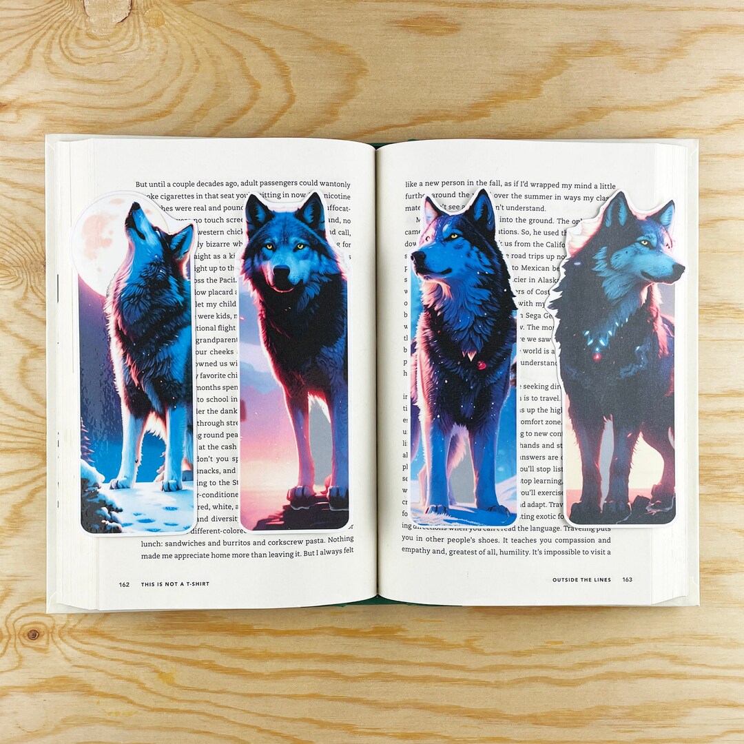 Set of 4 Majestic Wolf Bookmarks | Laminated Die Cut Bookmarks | Animal ...