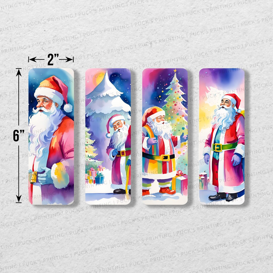 Watercolor Santa Claus Printable Bookmark Set of 4 | Printable ...