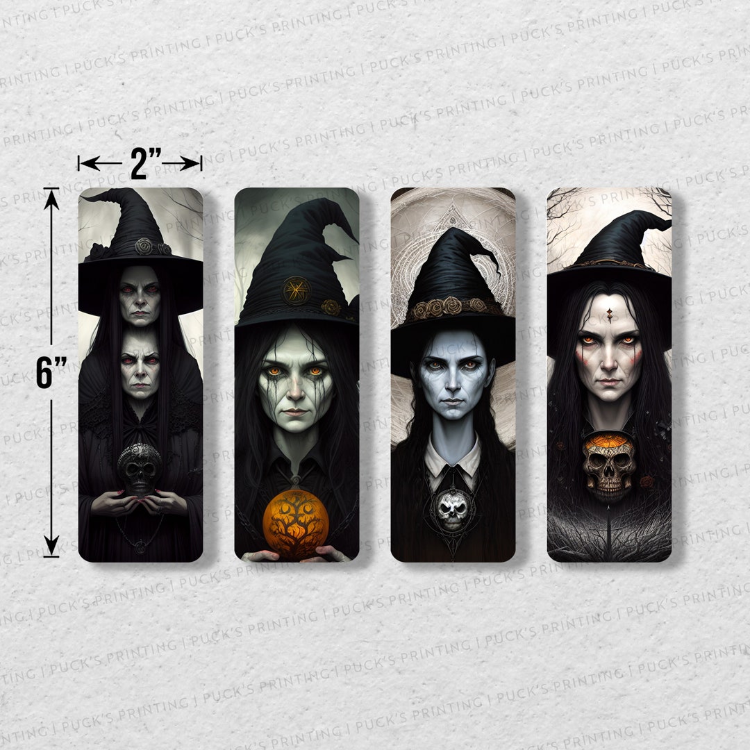 Creepy Witch Printable Bookmark Set of 4 | Printable Bookmarks ...