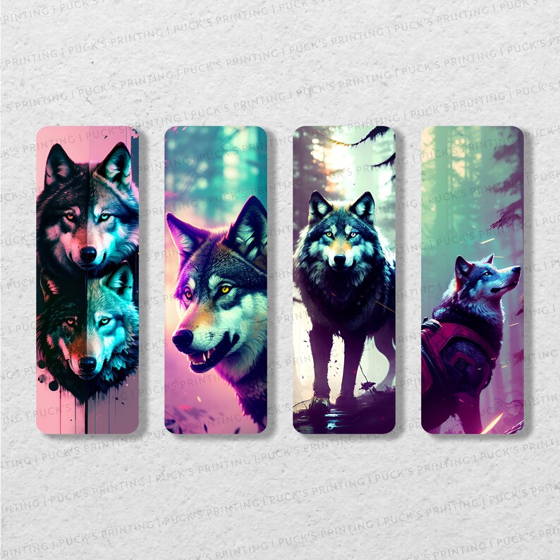 Vibrant Wolf Printable Bookmark Set Printable Bookmarks Instant ...