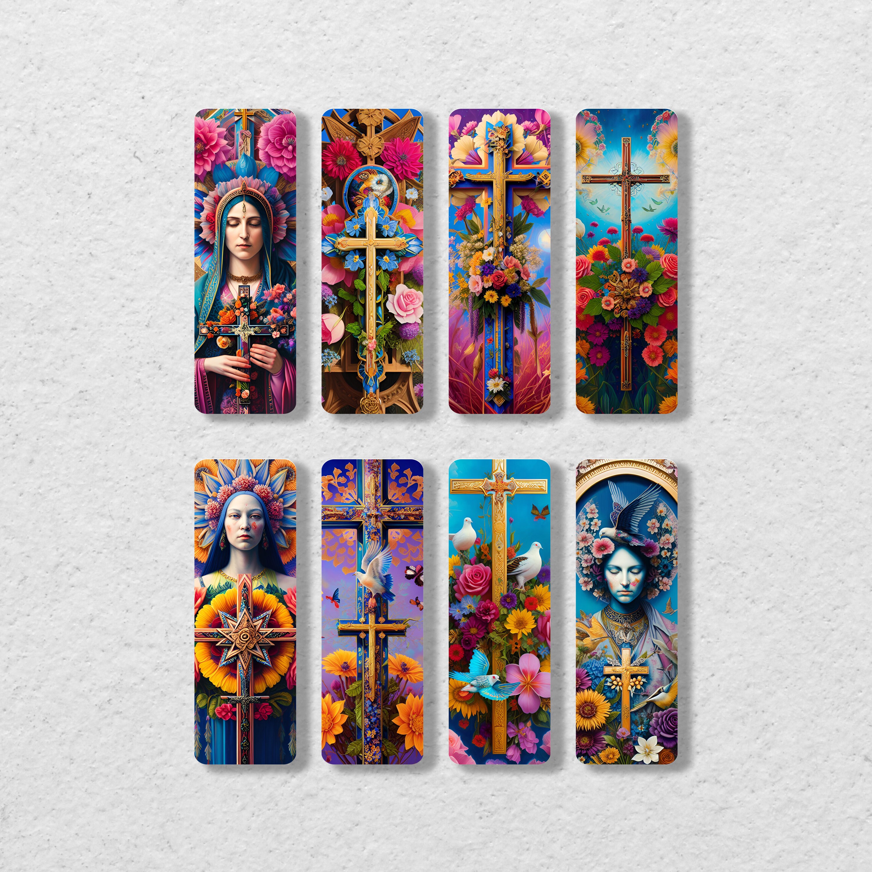 Floral Crosses Printable Bookmark Set Printable Bookmarks Instant ...