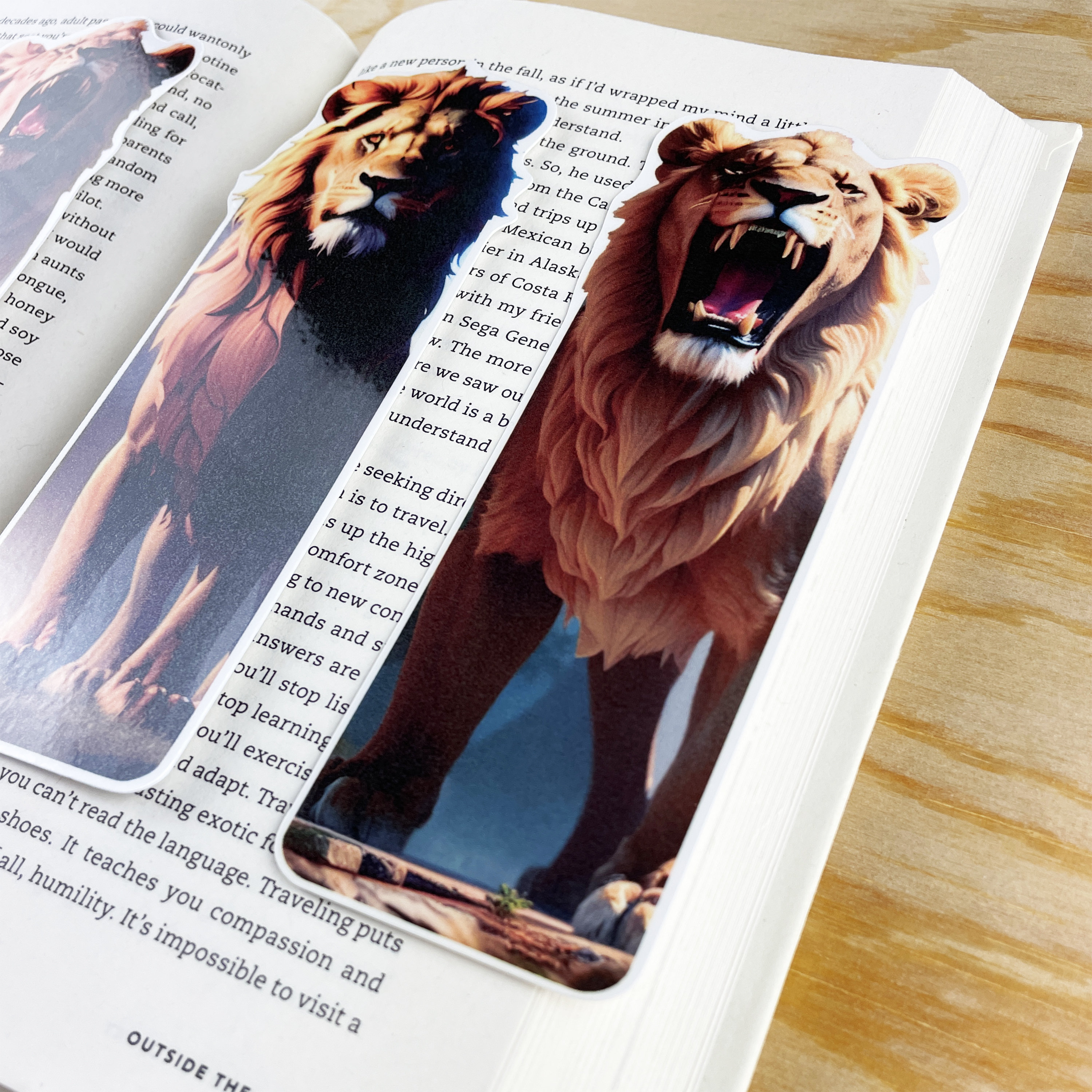 Set of 4 Majestic Lion Bookmarks Laminated Die Cut Bookmarks Animal ...