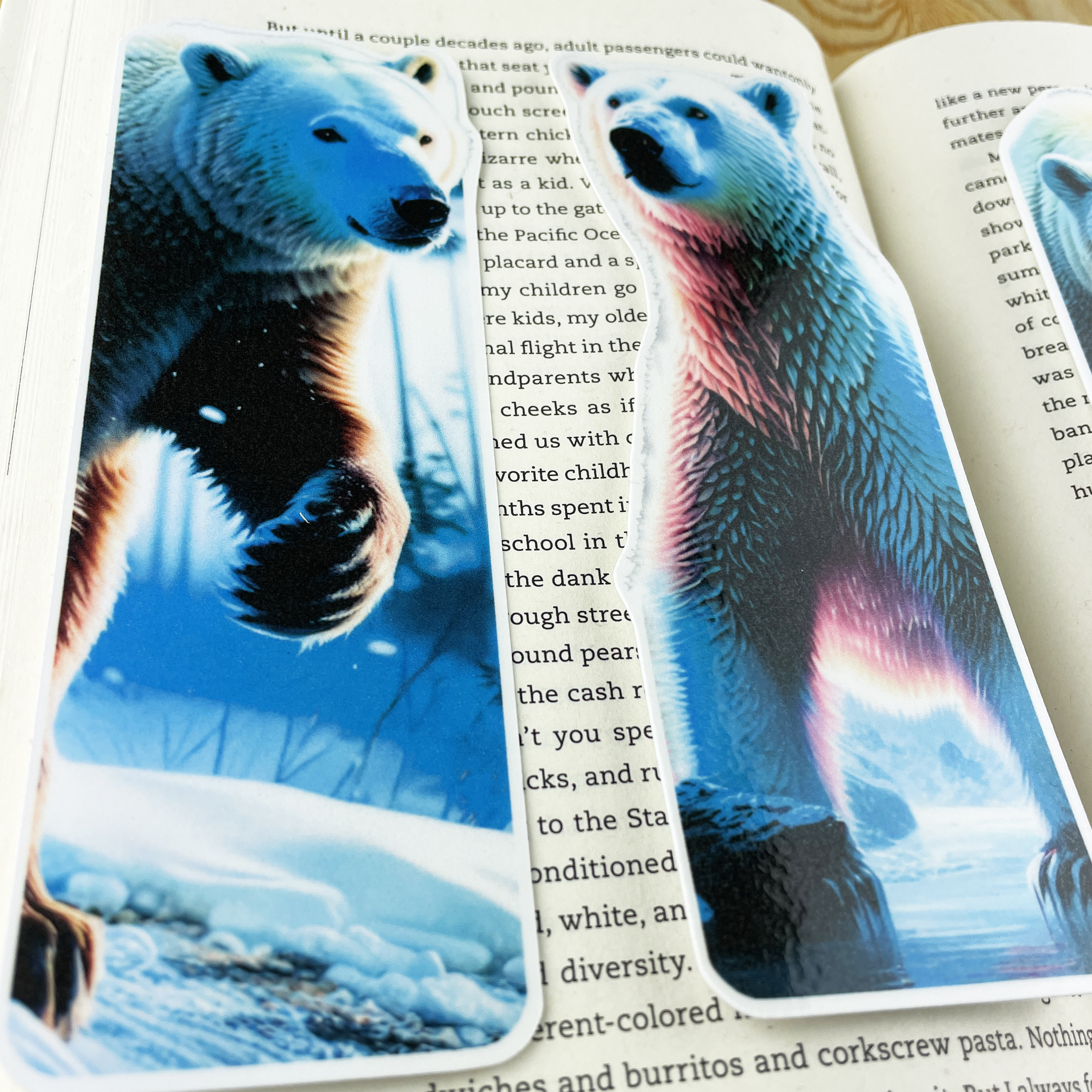 Set of 4 Polar Bear Bookmarks Laminated Die Cut Bookmarks Animal Lover ...