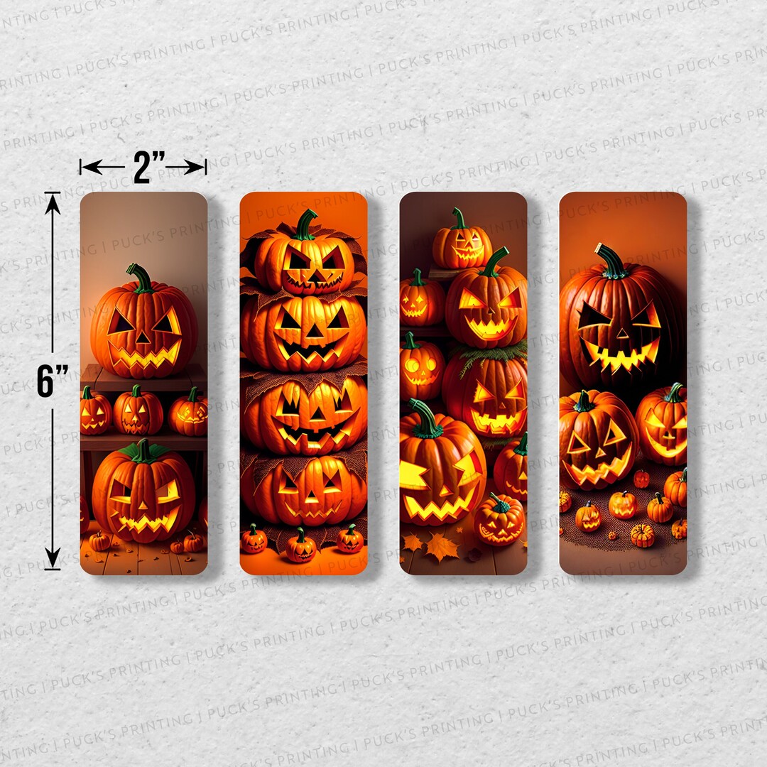 Jack O' Lanterns Printable Bookmark Set of 4 Printable Bookmarks ...