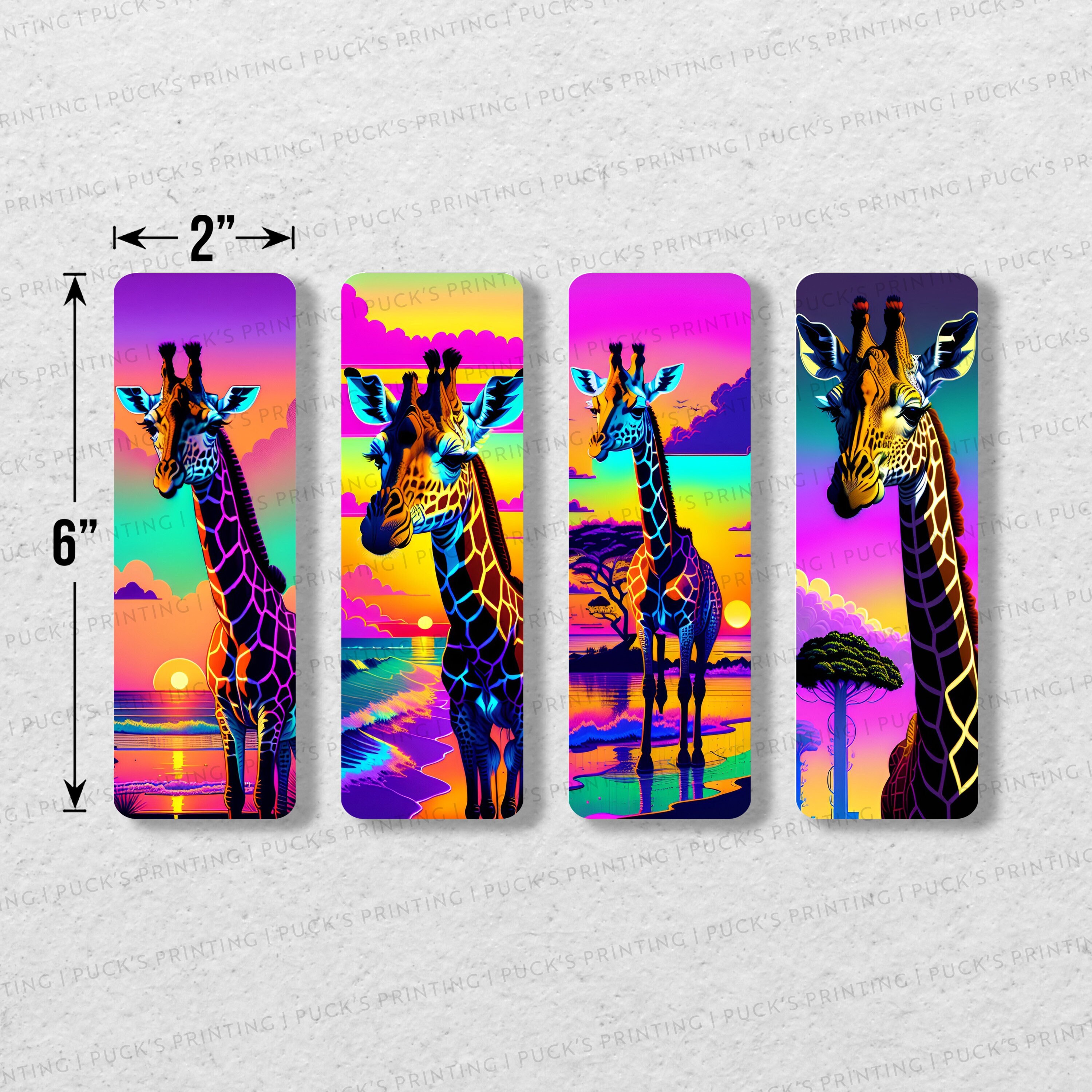 Vaporwave Giraffes Printable Bookmark Set of 4 Printable Bookmarks ...