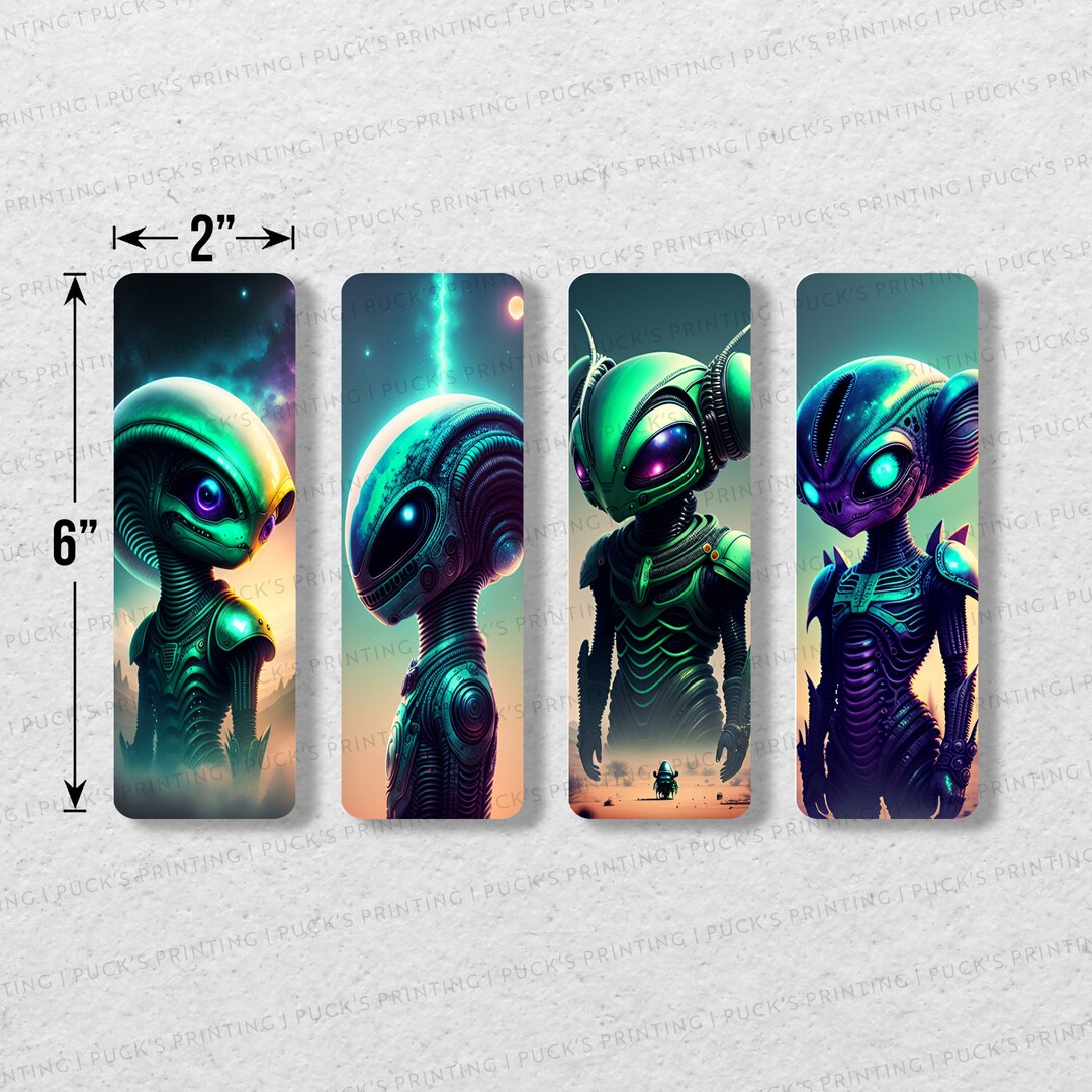 Futuristic Aliens Printable Bookmark Set of 4 Printable Bookmarks ...