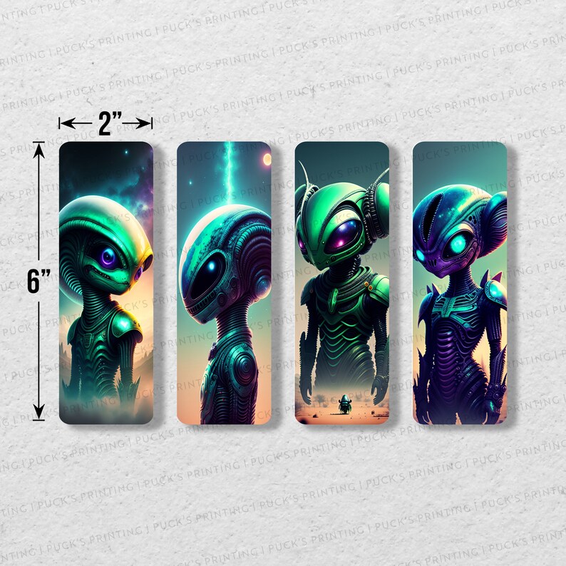 Futuristic Aliens Printable Bookmark Set of 4 Printable Bookmarks ...