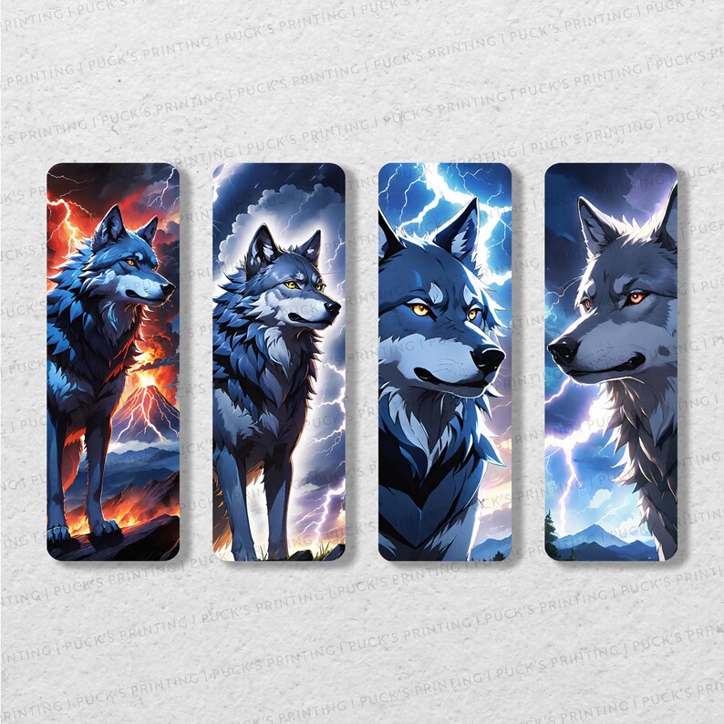 Anime-style Wolf Printable Bookmark Set Printable Bookmarks Instant ...