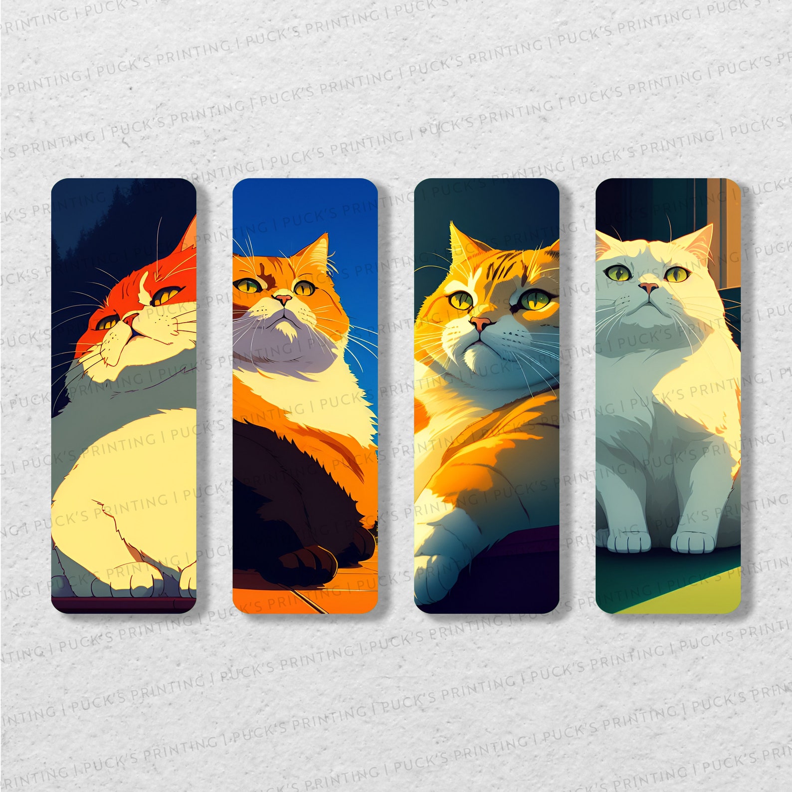 Anime-style Cute Fat Cats Printable Bookmark Set Printable Bookmarks ...