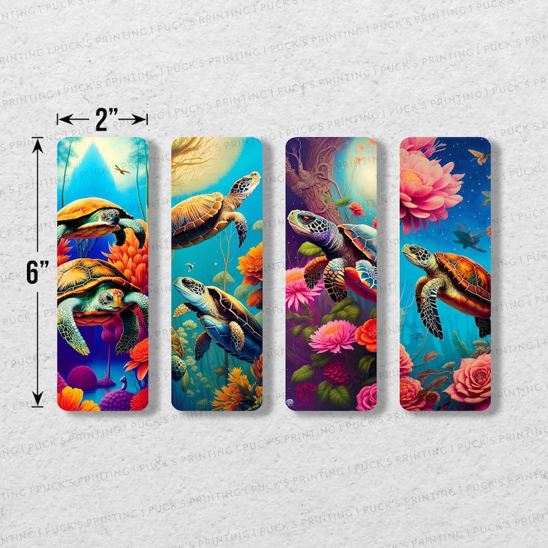 Floral Turtle Printable Bookmarks | Set of 4 (digital Download) - Etsy