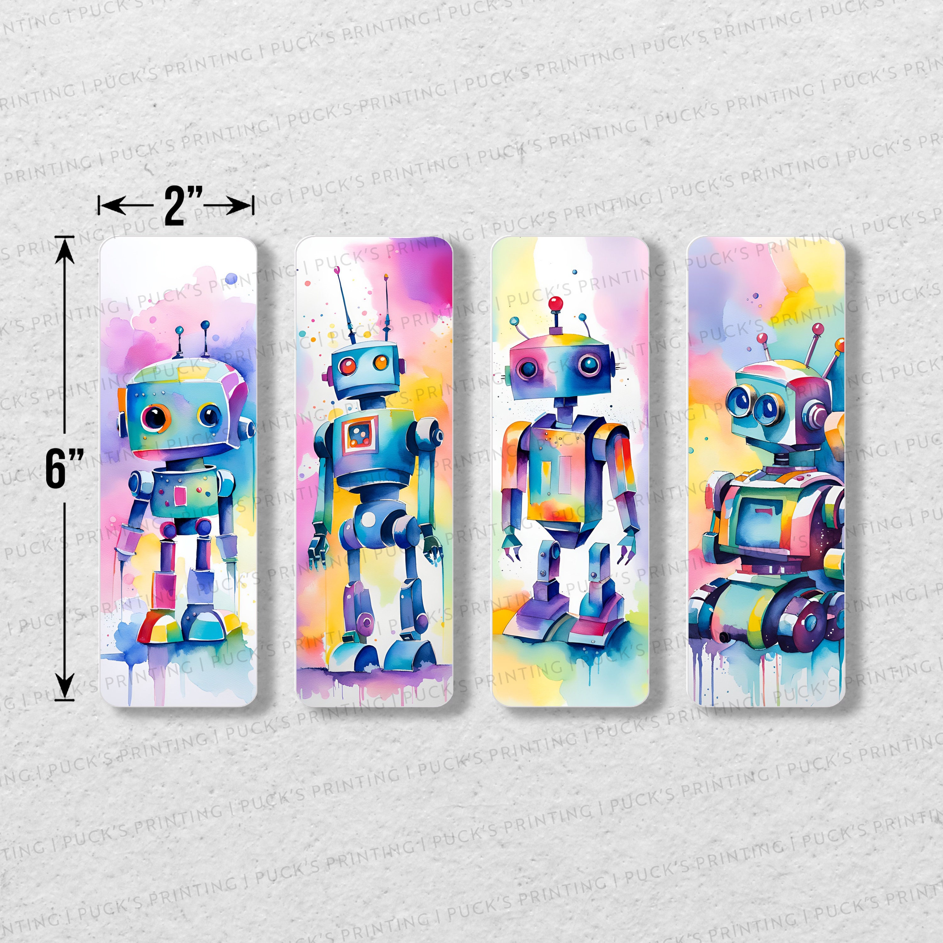 Watercolor Robot Printable Bookmark Set of 4 | Instant Download ...