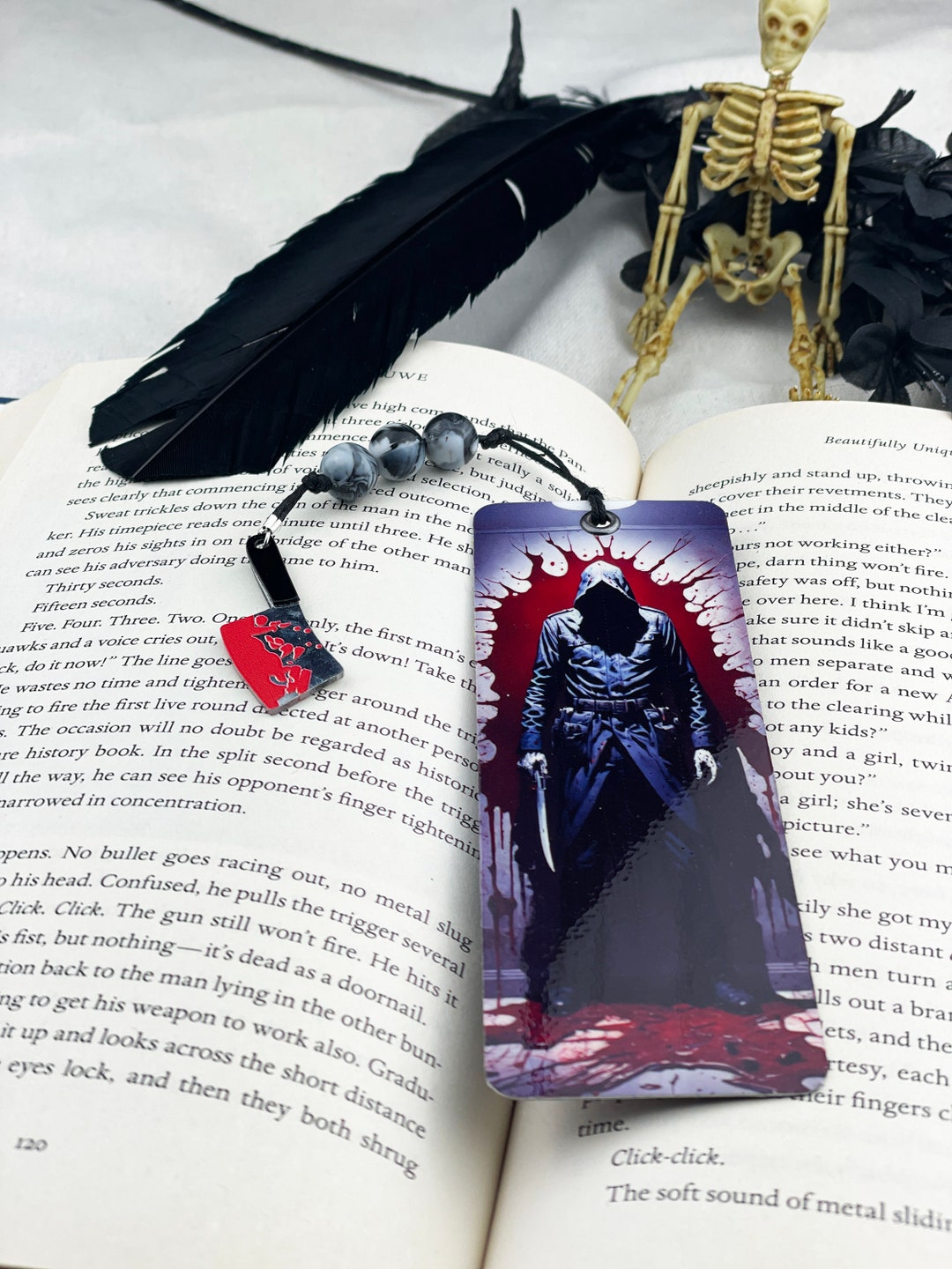 Bloody Butcher Knife Metal Charm Bookmark Horror Pendant Hand Beaded - Etsy