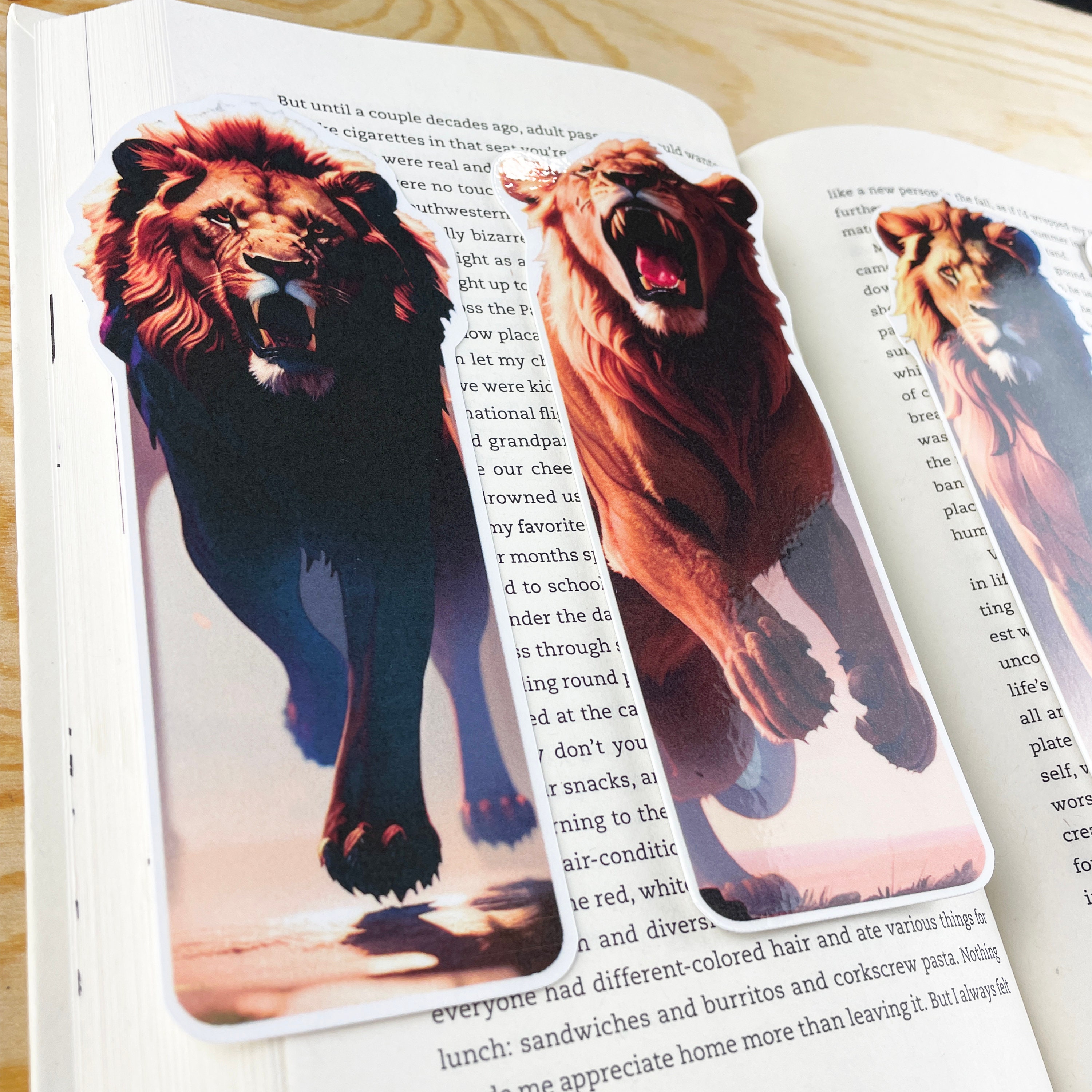 Set of 4 Majestic Lion Bookmarks Laminated Die Cut Bookmarks Animal ...