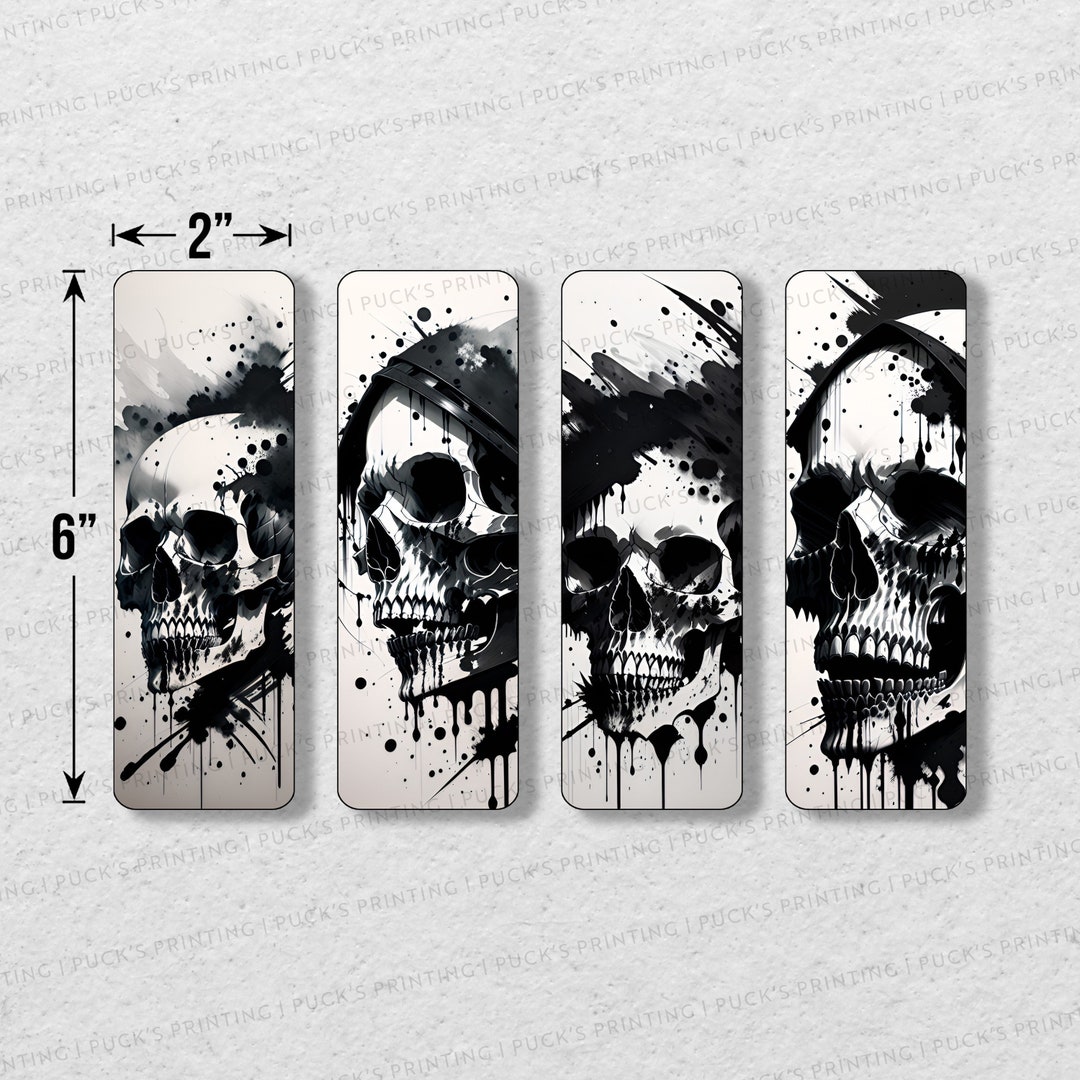Ink Splatter Skull Printable Bookmark Set of 4 Printable Bookmarks ...
