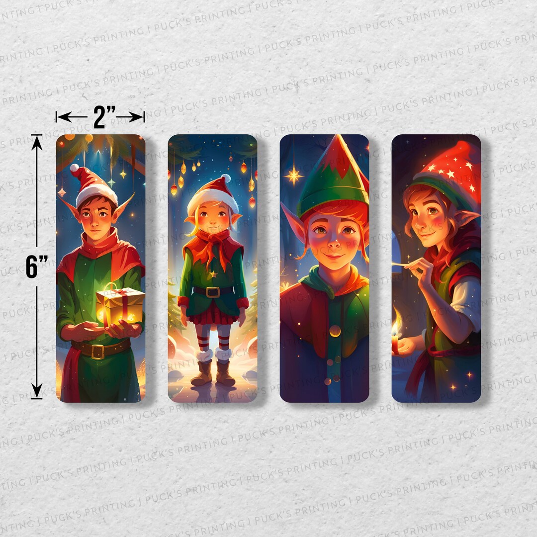 Animated Christmas Elf Printable Bookmark Set of 4 Printable Bookmarks ...