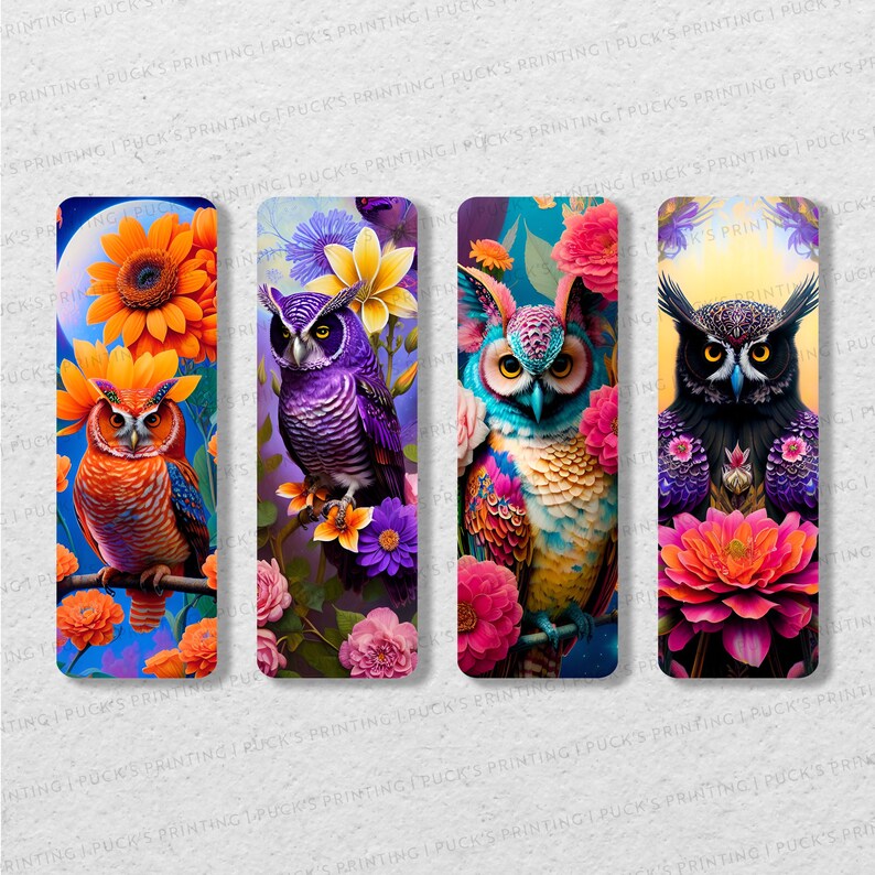 Floral Owls Printable Bookmark Set Printable Bookmarks - Etsy