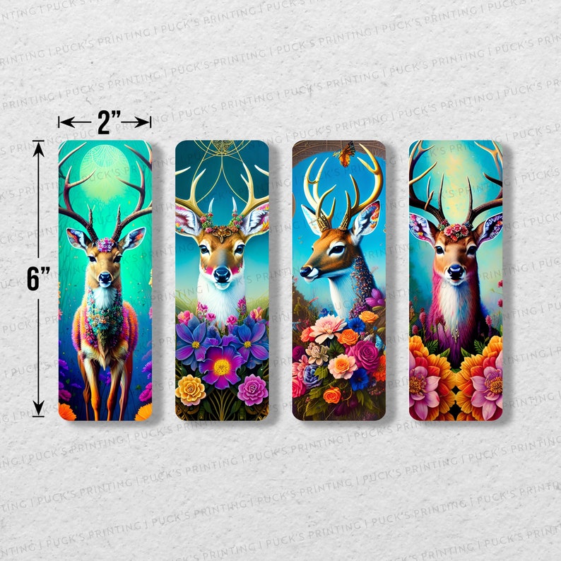 Floral Deer Printable Bookmark Set of 4 Printable Bookmarks Instant ...