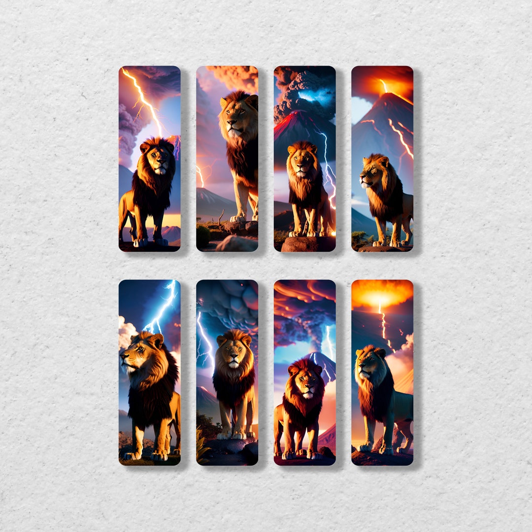 Lions & Volcanoes Printable Bookmark Set | Butterfly Bookmark | Instant ...