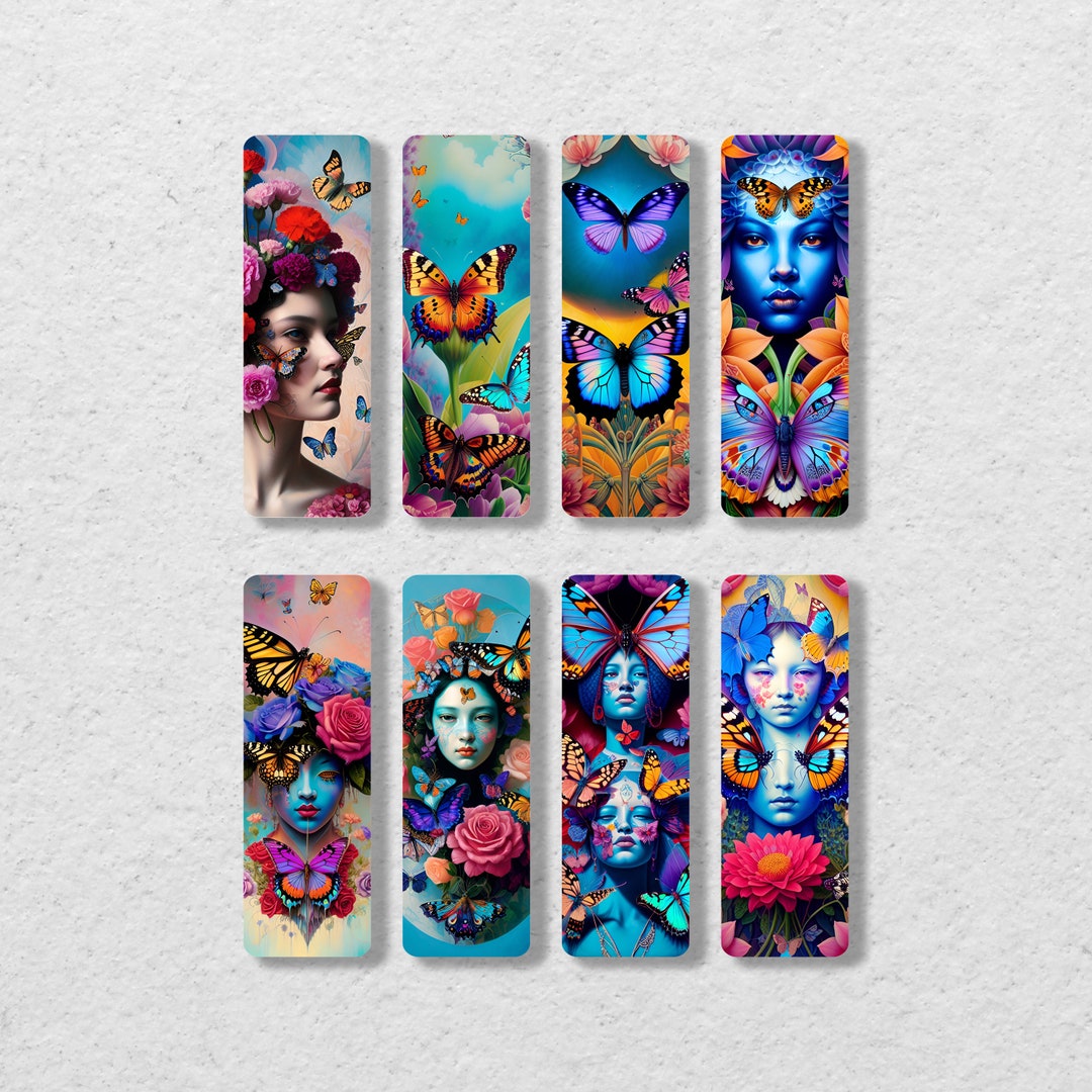 Floral Butterflies Printable Bookmark Set Butterfly Bookmark Instant ...