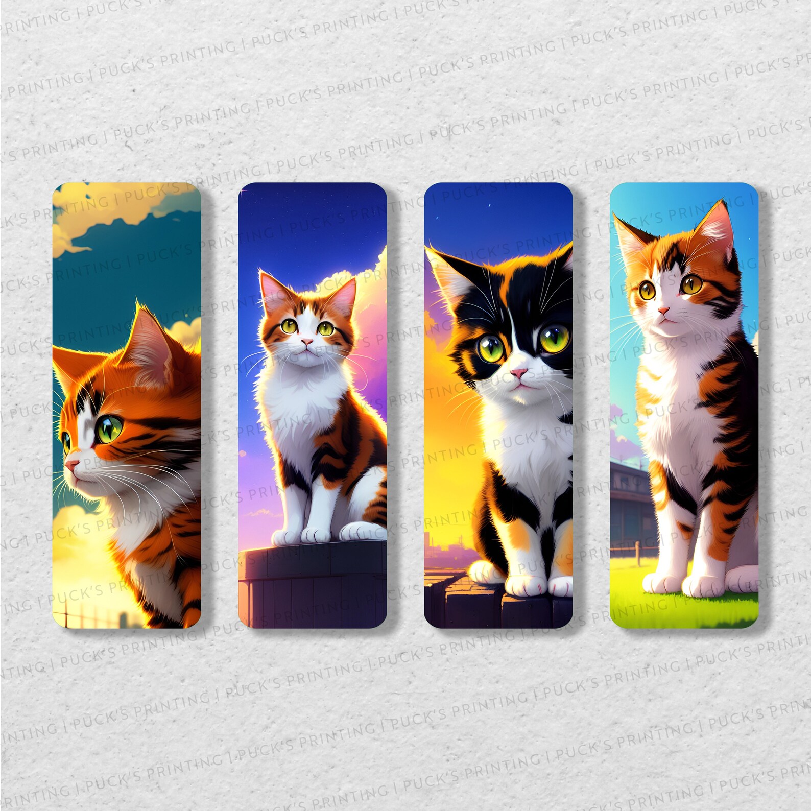 Anime-style Cute Cats Printable Bookmark Set Printable Bookmarks ...