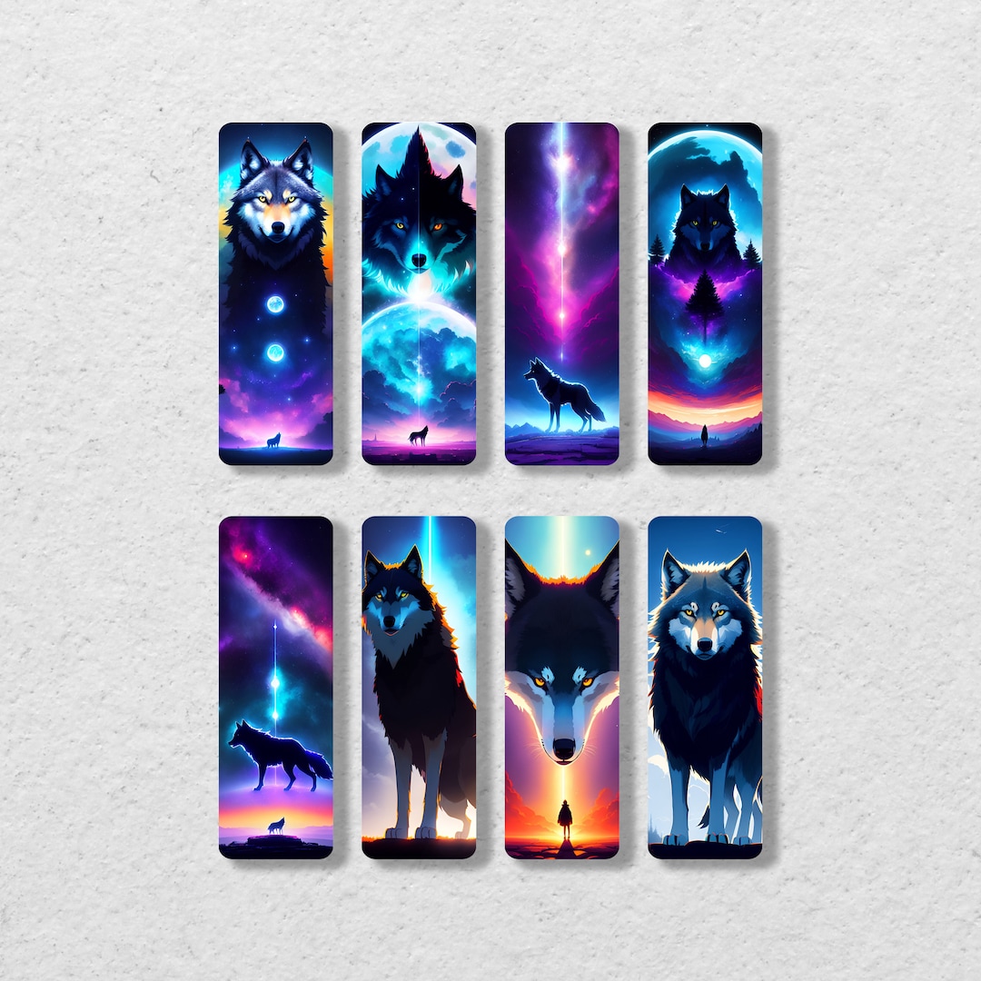 Majestic Anime Style Wolf Printable Bookmark Set Printable Bookmarks ...