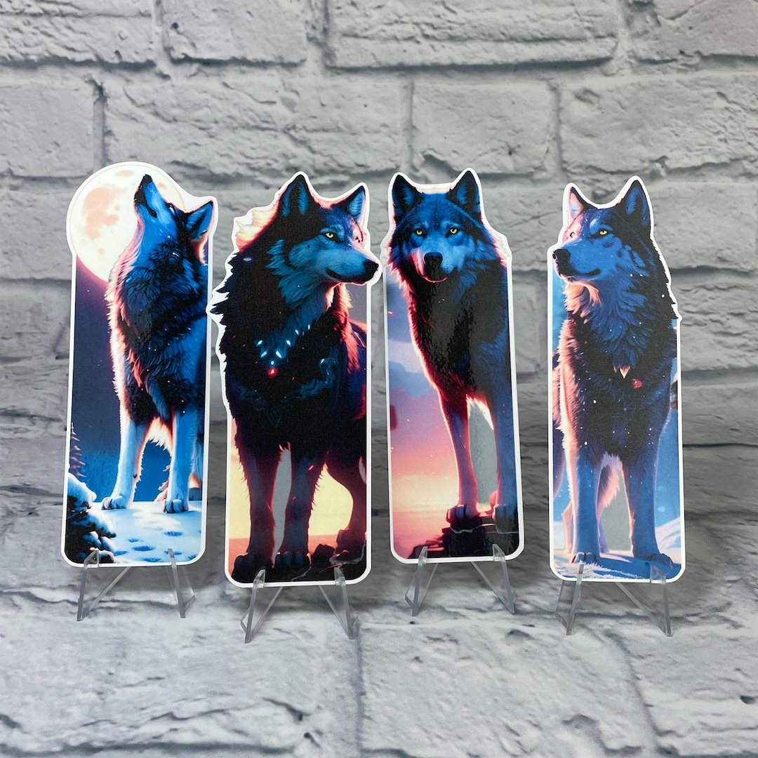 Wolf Bookmarks | Set of 4 Laminated Die Cut Bookmarks | Animal Lover Gift | - Etsy