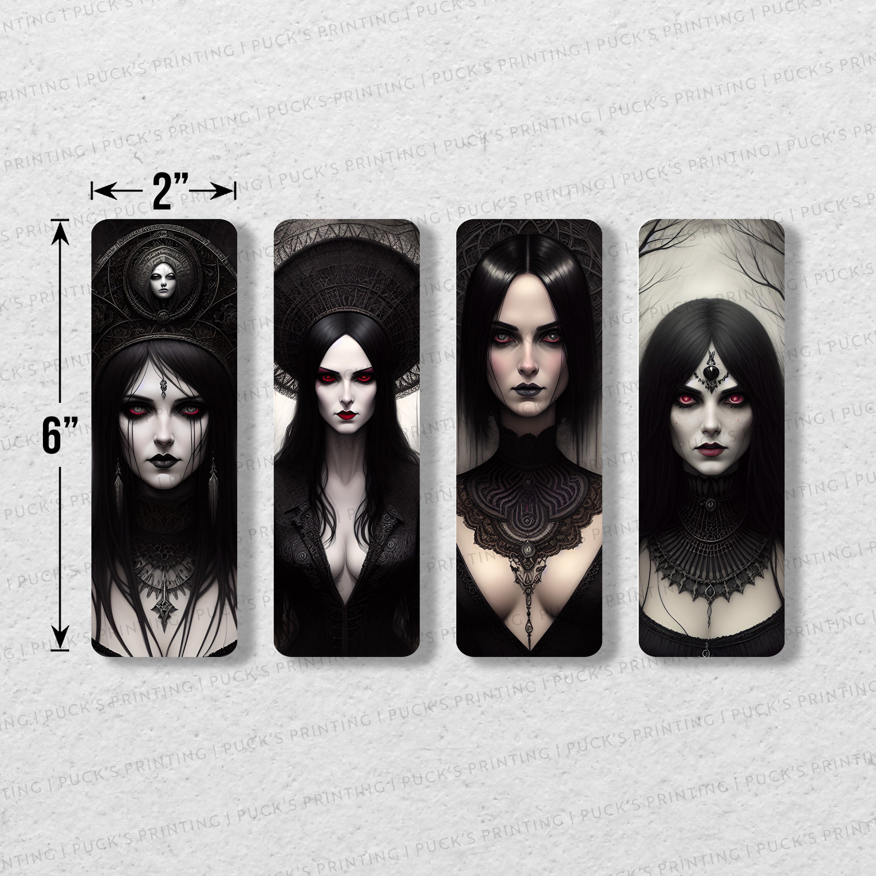 Goth Girl Horror Printable Bookmark Set of 4 Printable Bookmarks ...
