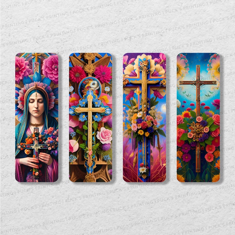 Floral Crosses Printable Bookmark Set Printable Bookmarks Instant ...
