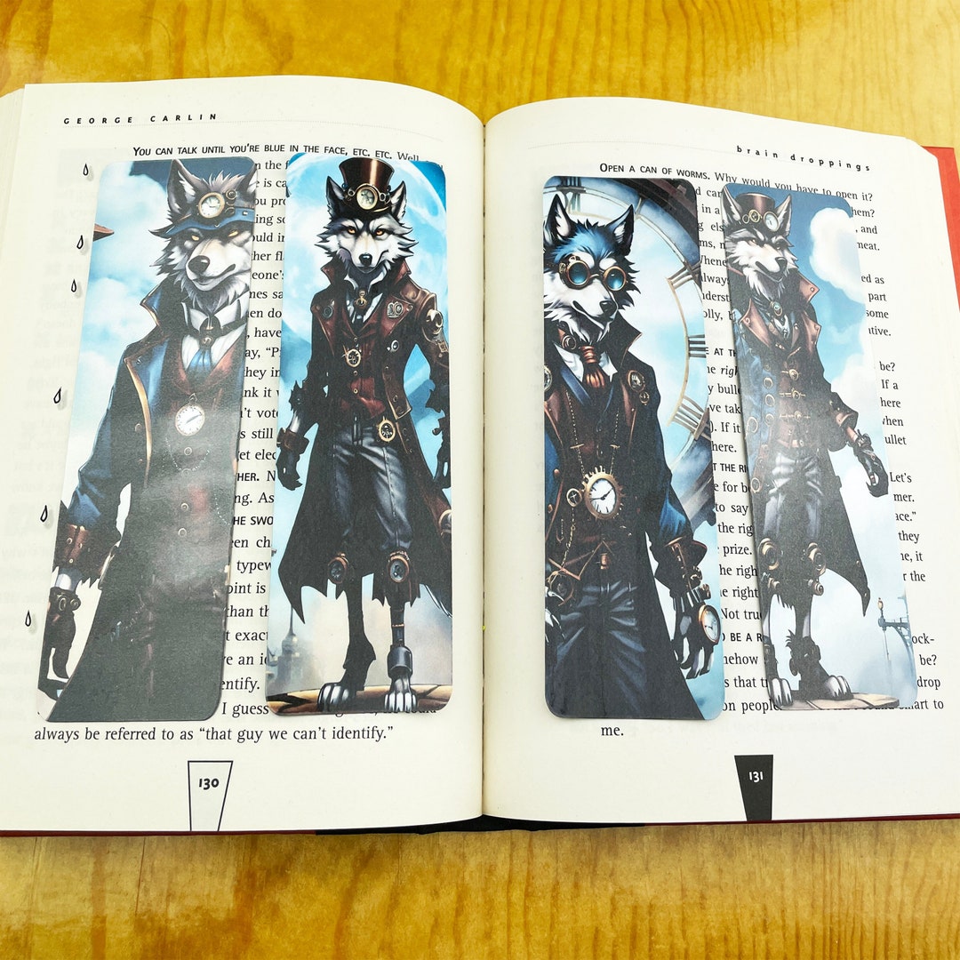 Steampunk Wolf Bookmarks Laminated Die Cut Bookmarks Fantasy Bookmark ...