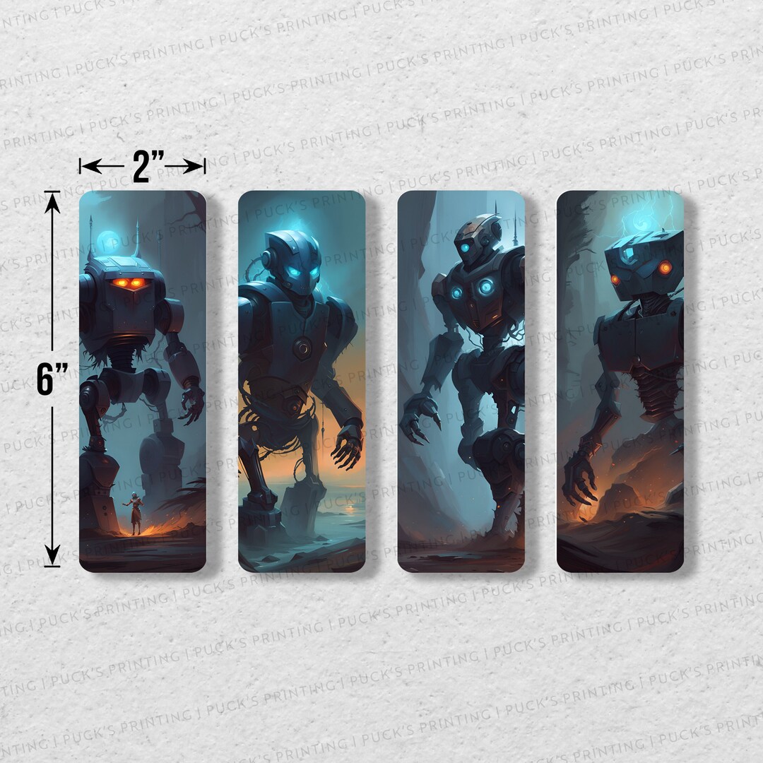 Dark Animated Robot Printable Bookmark Set of 4 | Instant Download ...