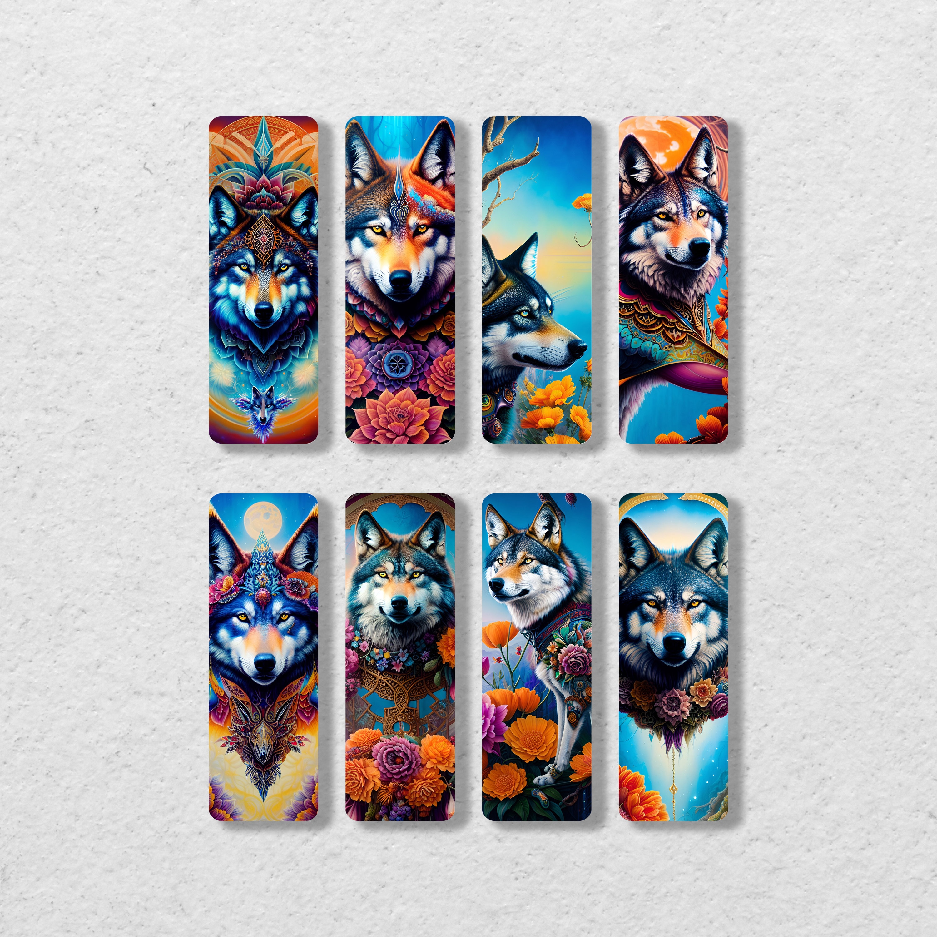 Flora Style Wolf Printable Bookmark Set Printable Bookmarks Instant ...