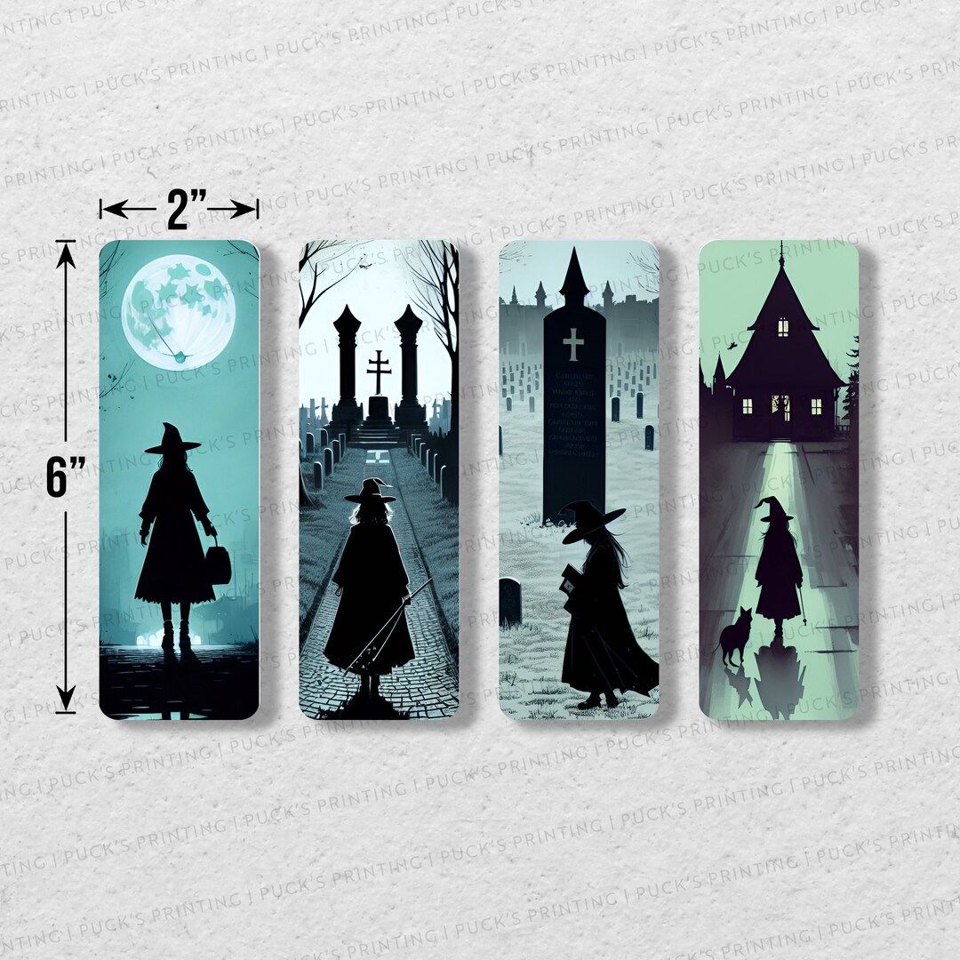 Silhouette Witch Printable Bookmark Set of 4 Printable Bookmarks ...