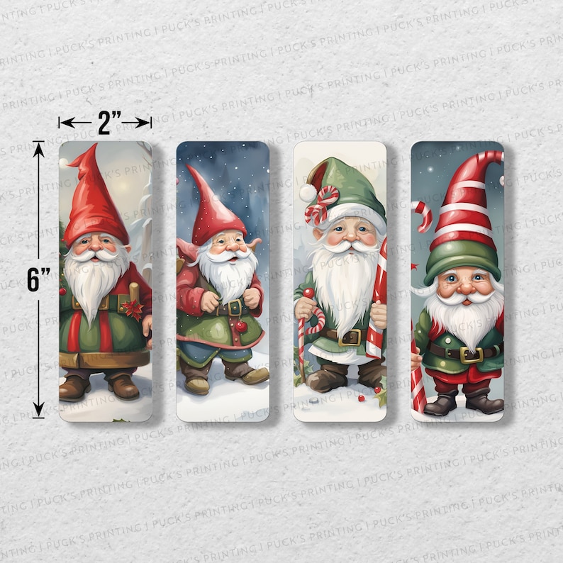 Vintage Christmas Gnomes Printable Bookmark Set of 4 | Printable ...