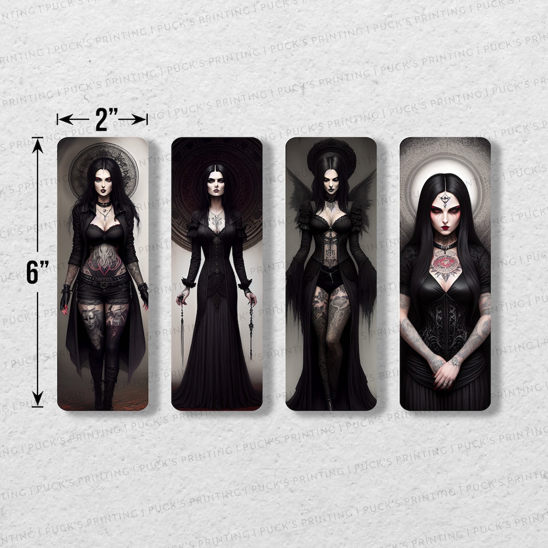 Tattooed Goth Girl Horror Printable Bookmark Set of 4 | Printable ...