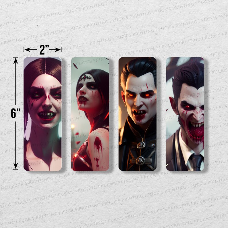 Vampire Printable Bookmark Set of 4 Printable Bookmarks - Etsy