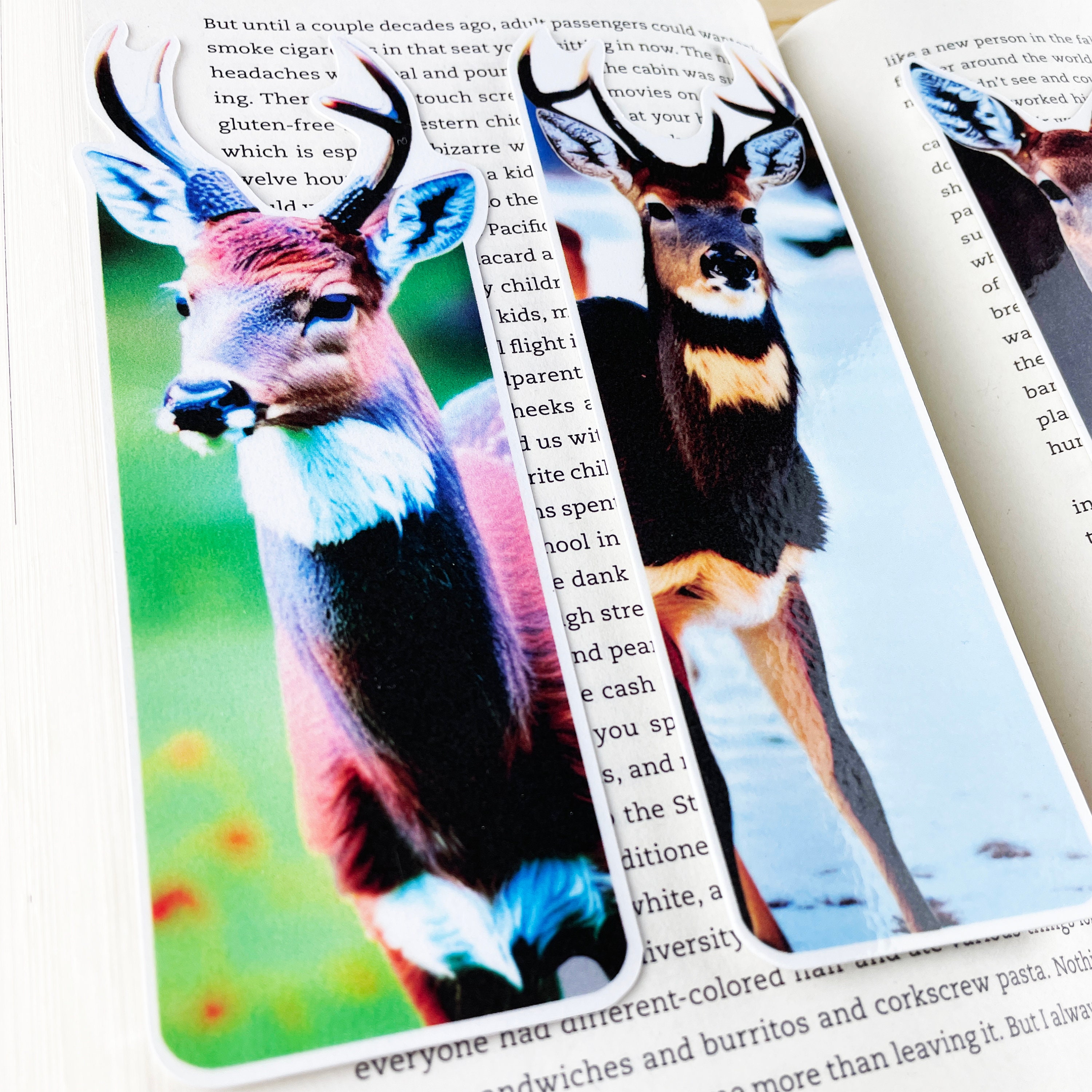Set of 4 Deer Bookmarks Laminated Die Cut Bookmarks Cute Bookmark ...