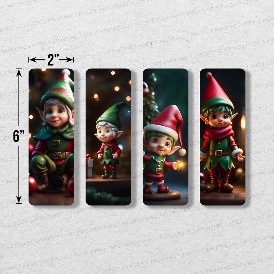 3D Christmas Elf Printable Bookmark Set of 4 | Printable Bookmarks ...