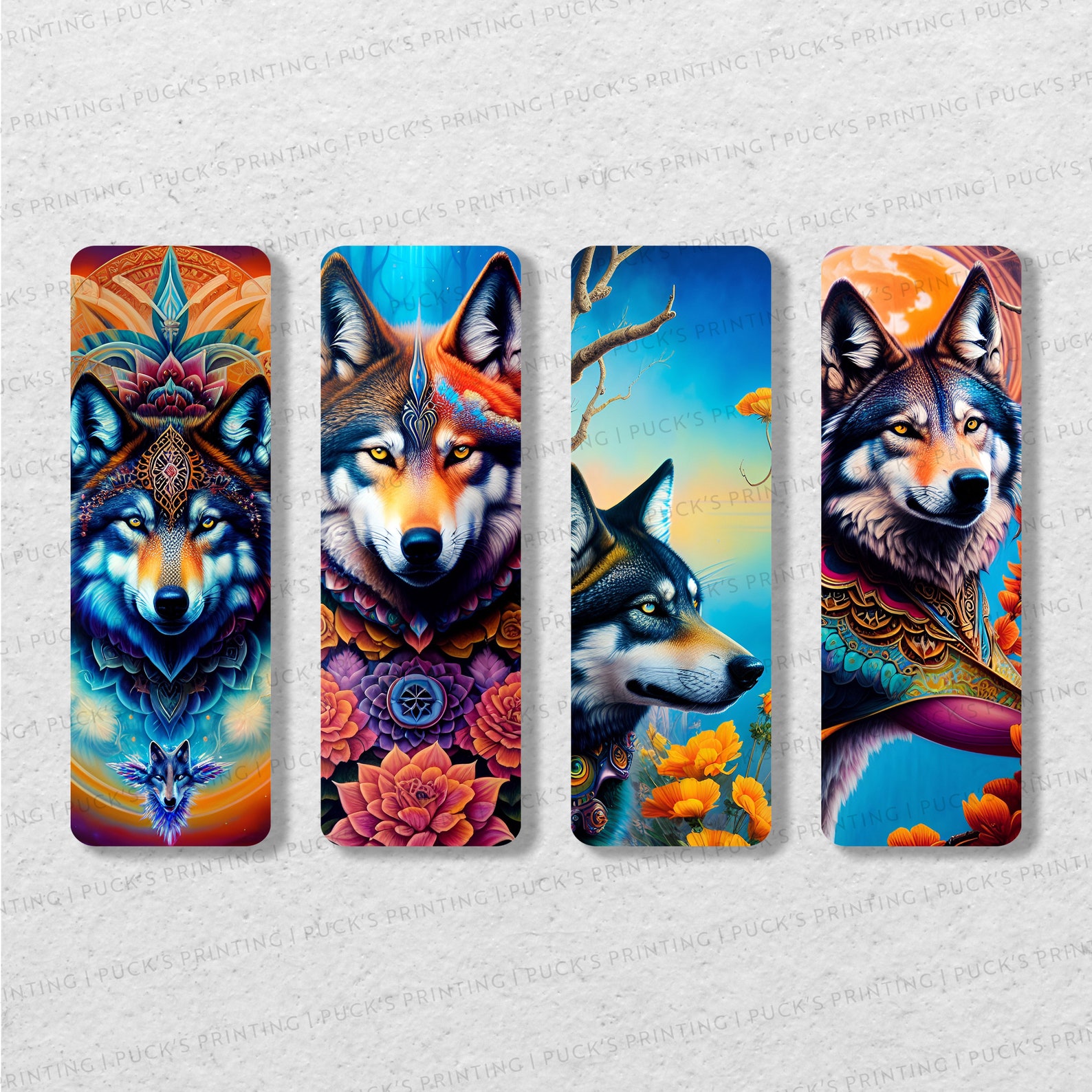 Flora Style Wolf Printable Bookmark Set Printable Bookmarks Instant ...