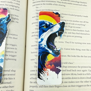 Set of 2 Black Light Wolf Bookmarks Laminated Die Cut Bookmarks Animal ...