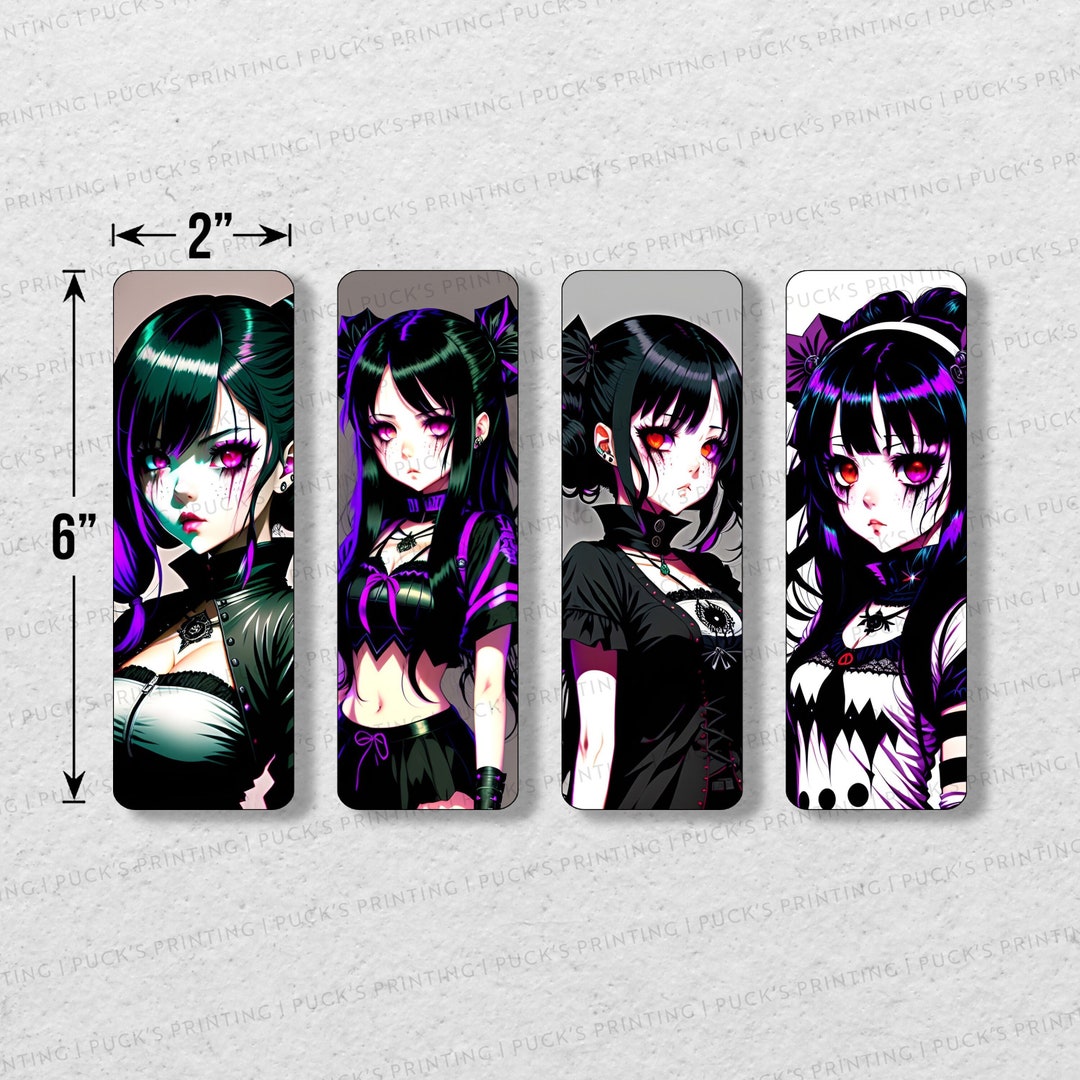 Anime Goth Girl Bookmarks | Horror Art, Printable Set (digital Download ...